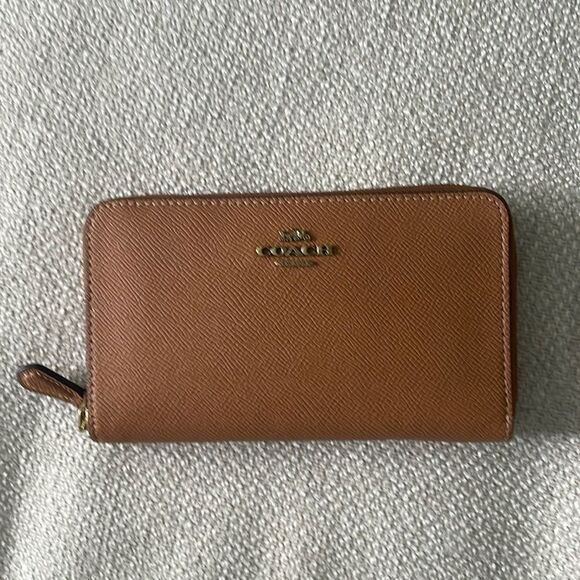 Coach | Bags | Coachtan Textured Leatherzipperedwallet | Poshmark